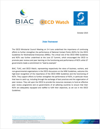 Joint statement calling for an effective peer review programme and ...